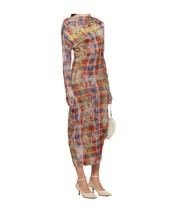 VIVIENNE WESTWOOD Ls Superbo" Midi Dress With Asymmetric Boatneck And Logo Detail