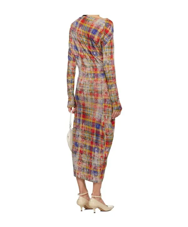 VIVIENNE WESTWOOD Ls Superbo" Midi Dress With Asymmetric Boatneck And Logo Detail