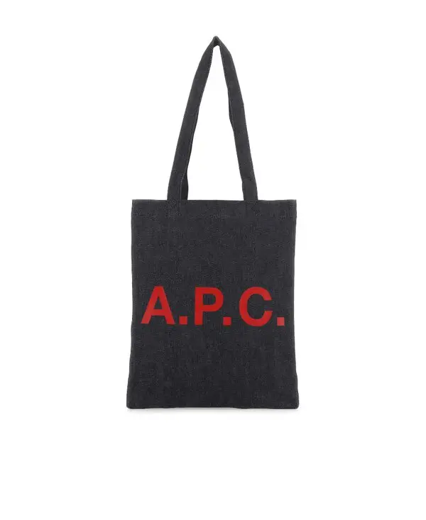 A.p.c. Logo Printed Denim Tote Bag