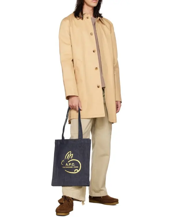 A.p.c. Logo Printed Denim Tote Bag