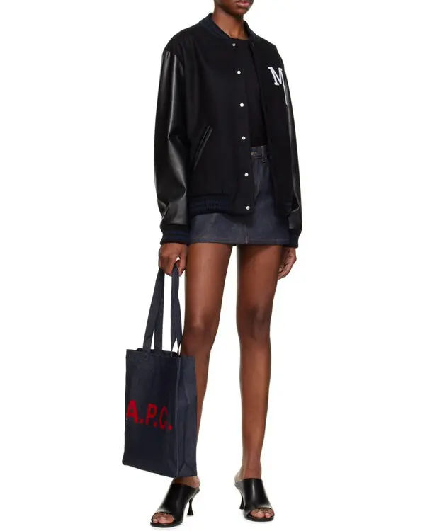 A.p.c. Logo Printed Denim Tote Bag