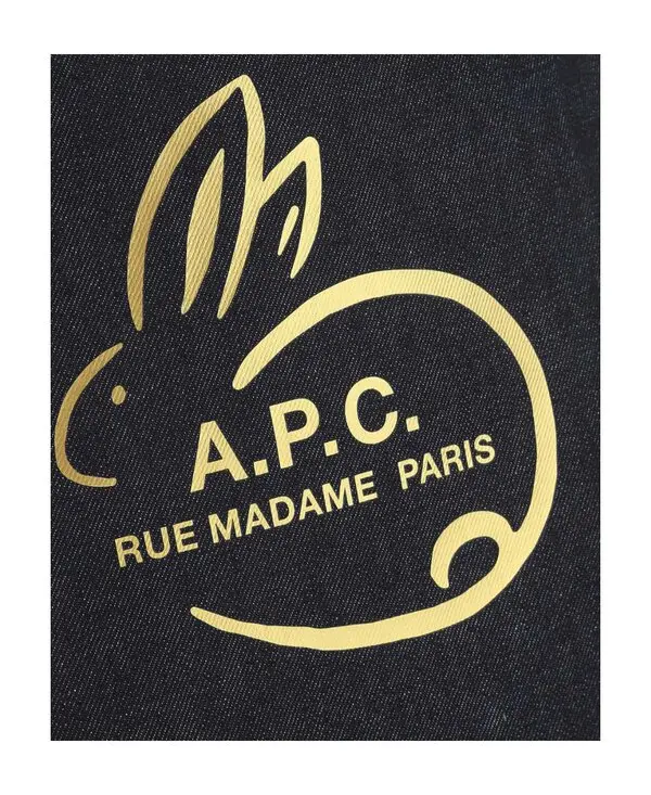 A.p.c. Logo Printed Denim Tote Bag