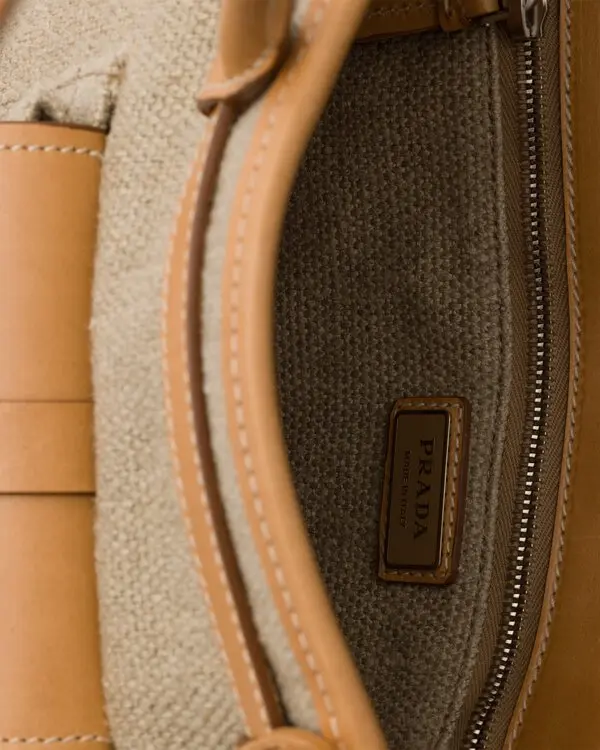 Prada Bonnie Linen And Leather Tote Bag