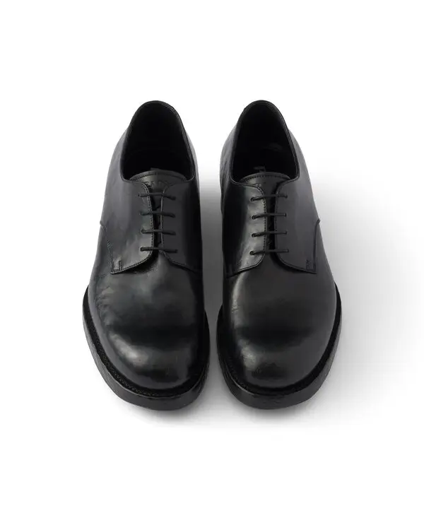 Prada Antiqued Leather Lace-up Shoes