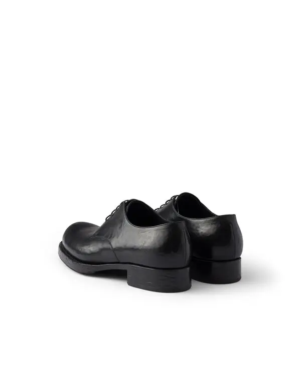 Prada Antiqued Leather Lace-up Shoes