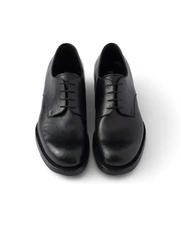 Prada Antiqued Leather Lace-up Shoes