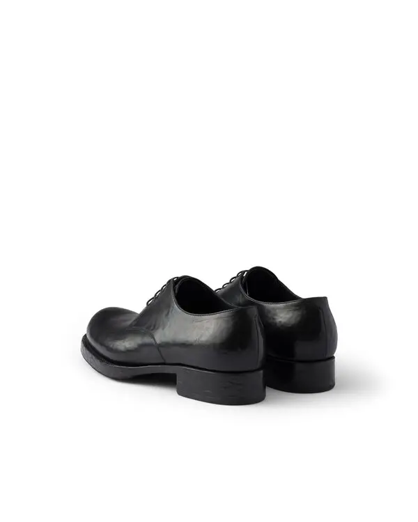 Prada Antiqued Leather Lace-up Shoes