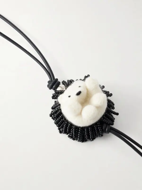Loewe Hedgehog Bead-embellished Wool-felt And Leather Bag Charm
