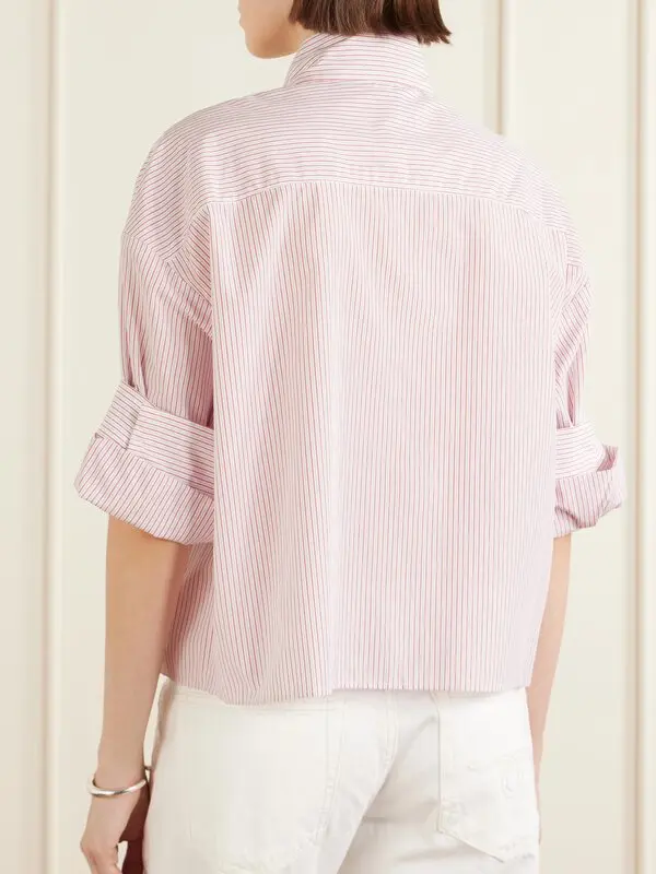 TWP Striped Cotton-poplin Shirt With Neck Tie Detail