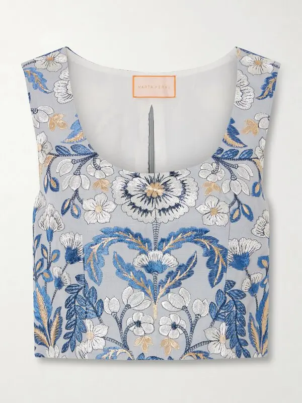 MARTA FERRI Embroidered Woven Blouse