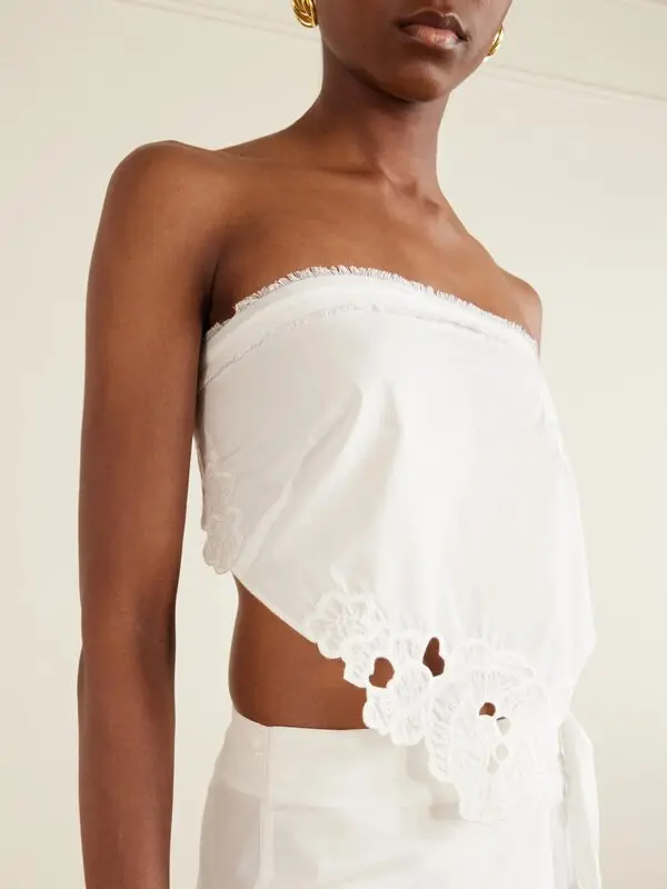 SIR. Klara Cropped Broderie-anglaise Cotton Poplin Top