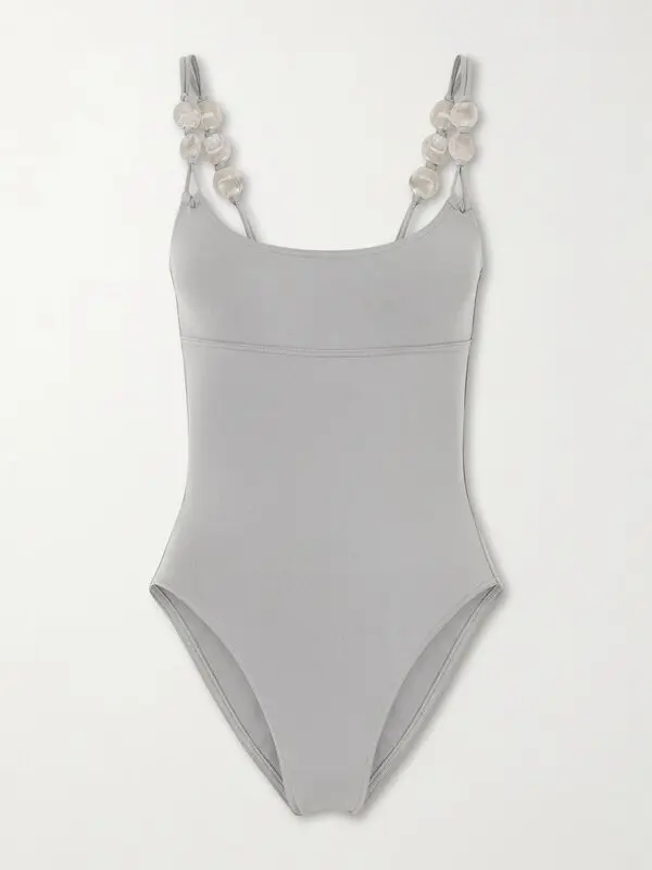 ERES Lynda Bead-embellished One-piece Swimsuit - Gray