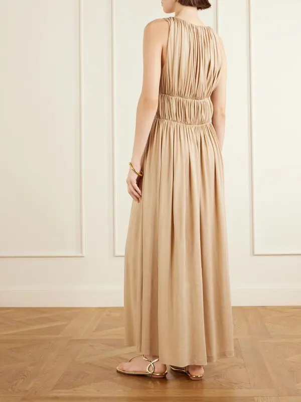 Tove Ouida Gathered Jersey Maxi Dress - Neutrals