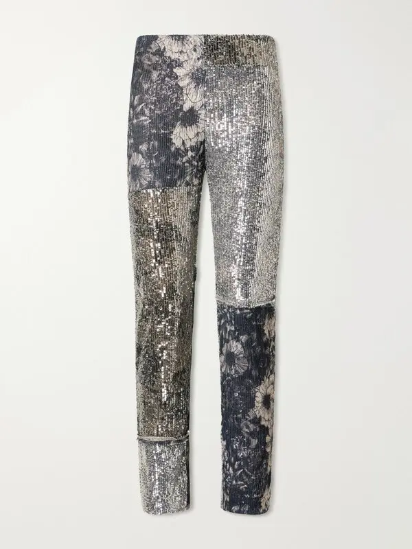 MAISON MARGIELA Sequined Patchwork Jersey Straight-leg Pants