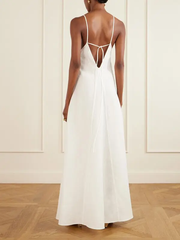 Another Tomorrow Linen-canvas Maxi Dress