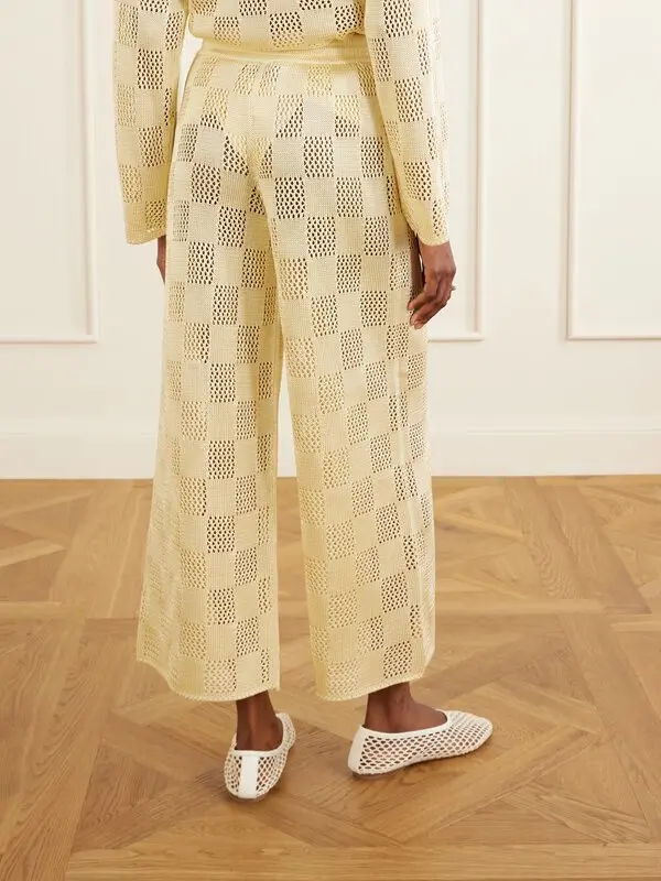 Calle Del Mar Checked Woven Wide-leg Pants