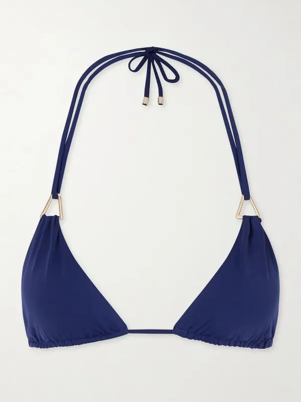 AWAY THAT DAY Gili Embellished Triangle Bikini Top - Blue