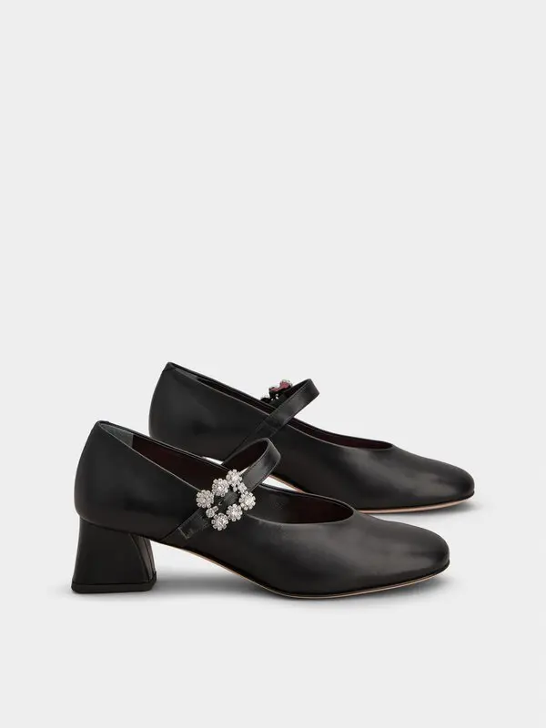 ROGER VIVIER Efflorescence Mary Jane Pumps In Leather