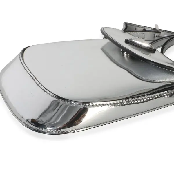 Prada Argento Spazzolato Cleo Flap Bag - Silver