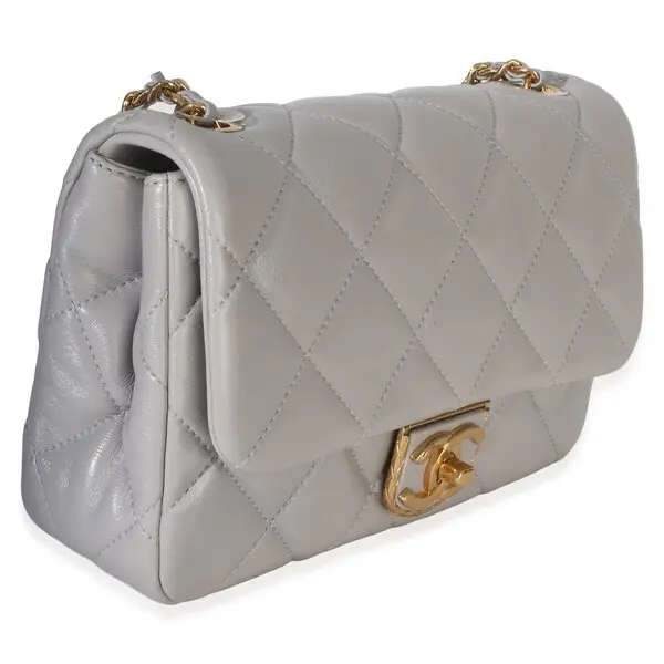 Chanel Grey Quilted Lambskin Flap Bag