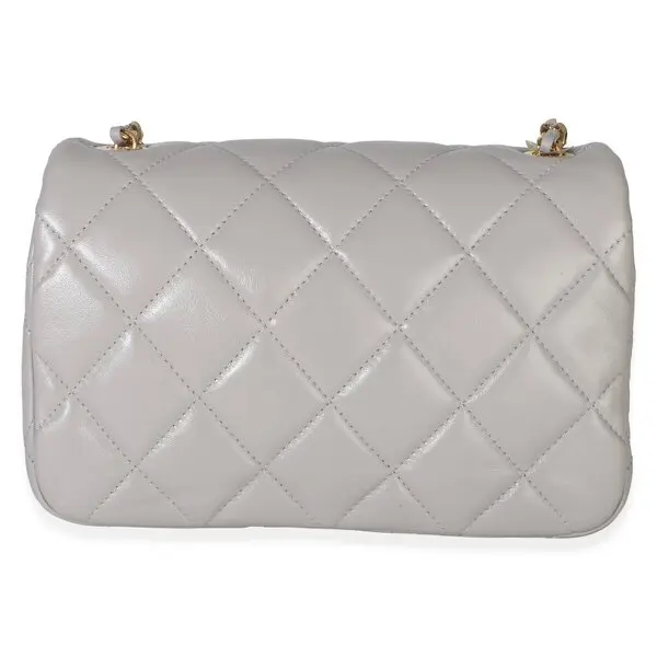 Chanel Grey Quilted Lambskin Flap Bag