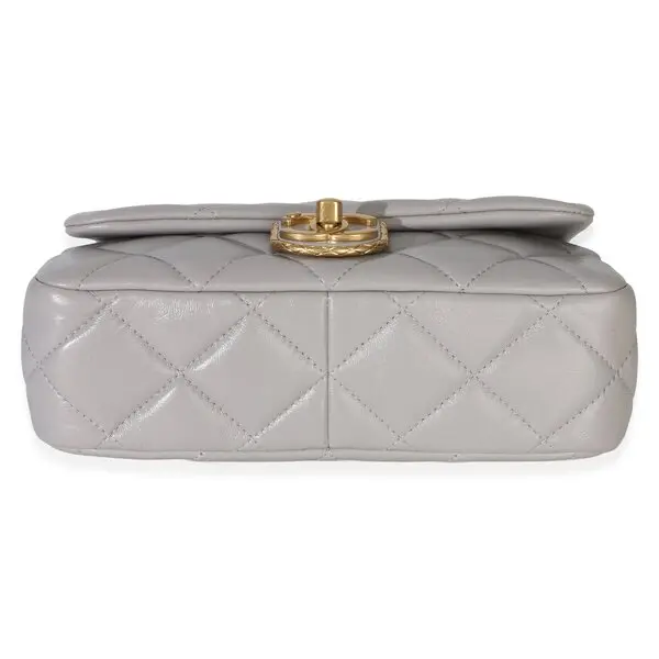 Chanel Grey Quilted Lambskin Flap Bag