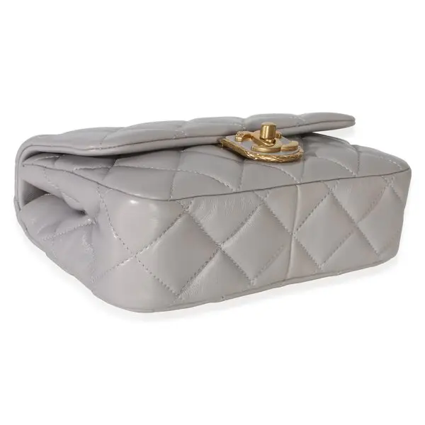 Chanel Grey Quilted Lambskin Flap Bag