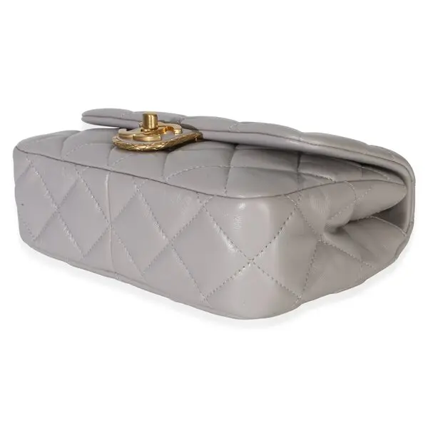 Chanel Grey Quilted Lambskin Flap Bag