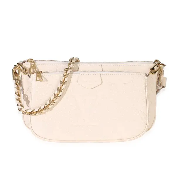 LOUIS VUITTON Multi Pochette Accessoires Cream Giant Monogram Empreinte Leather Shoulder Bag - Neutral