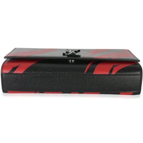 Saint Laurent Red Flame Grain De Poudre Kate Chain Bag - Black