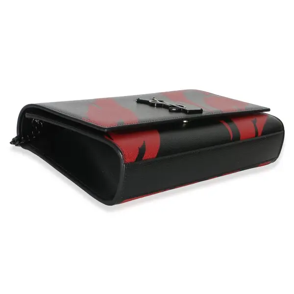 Saint Laurent Red Flame Grain De Poudre Kate Chain Bag - Black