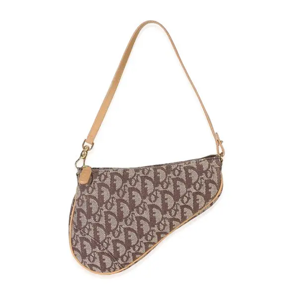 Dior Vintage Monogram Canvas Saddle Pochette - Brown