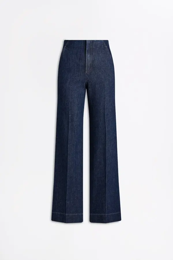 Scanlan Theodore Denim Cropped Wide Leg Jeans - Indigo.b