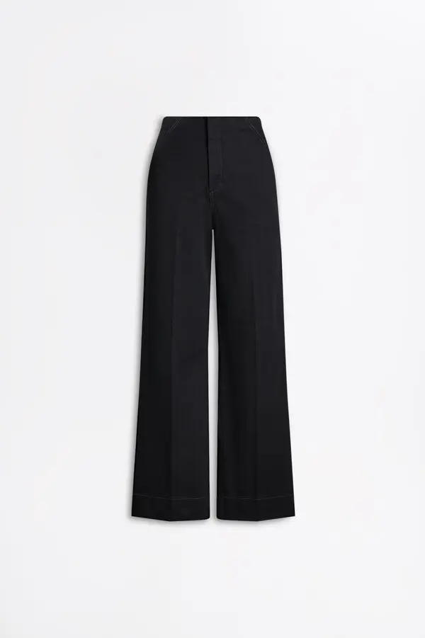 Scanlan Theodore Denim Cropped Wide Leg Jeans - Black
