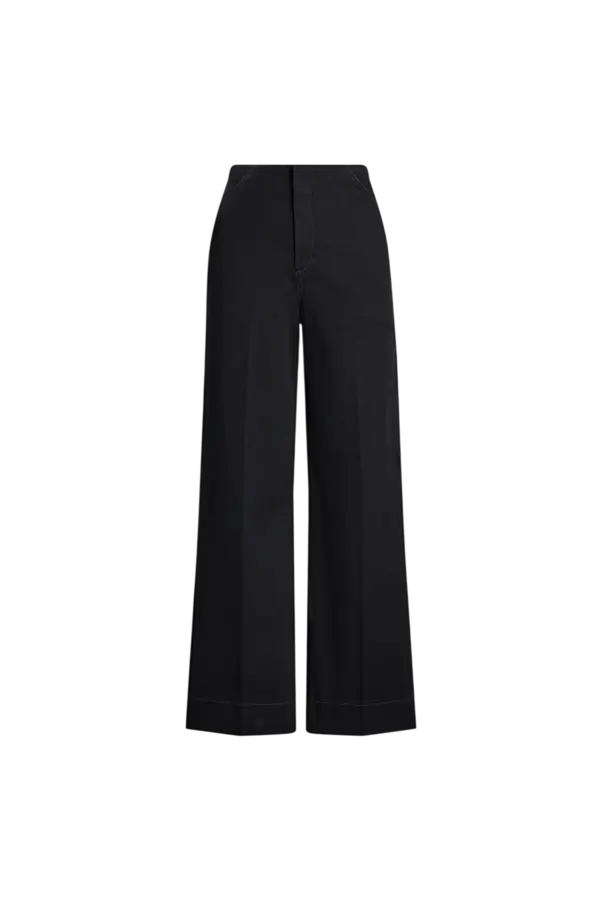 Scanlan Theodore Denim Cropped Wide Leg Jeans - Black