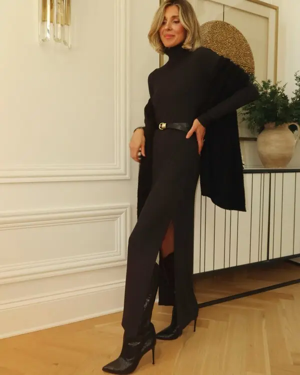 Splendid X @cellajaneblog Rib Turtleneck Dress - Black