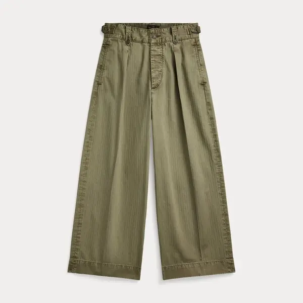 Ralph Lauren Cotton Cropped Wide-leg Pant - Olive