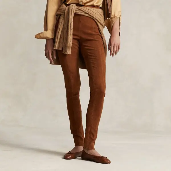 Ralph Lauren Lambskin Suede Pant - Cinnamon