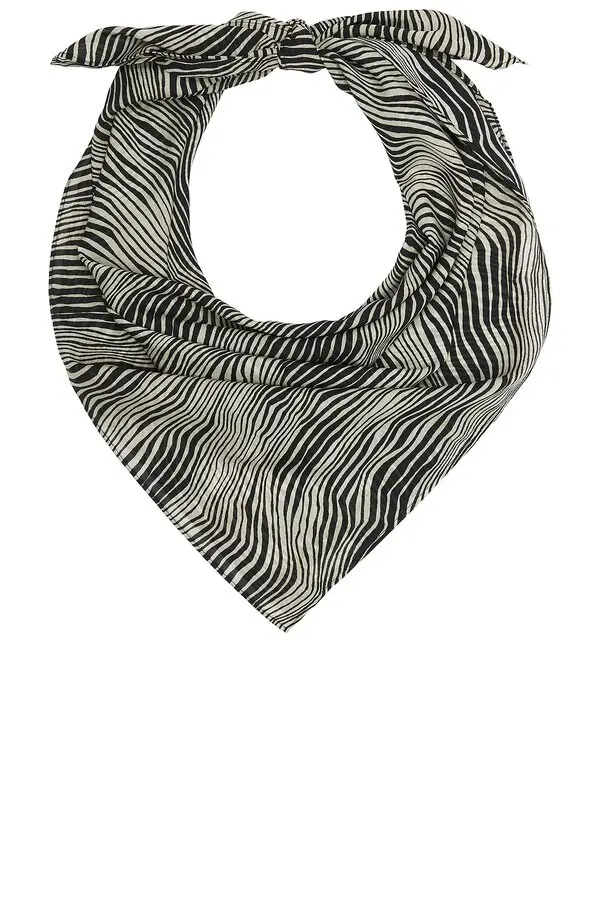 ST. AGNI Savannah Silk Scarf In Black & White - Sand