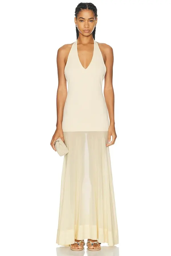 ST. AGNI Circle Hem Halter Dress - Porcelain