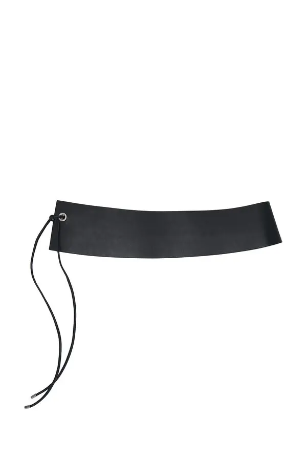 ST. AGNI Asymmetrical Leather Belt - Black
