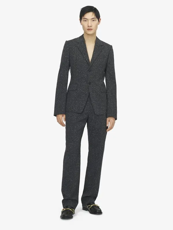 Alexander McQueen Flecked Pinstripe Single-breasted Jacket - Grey Melange