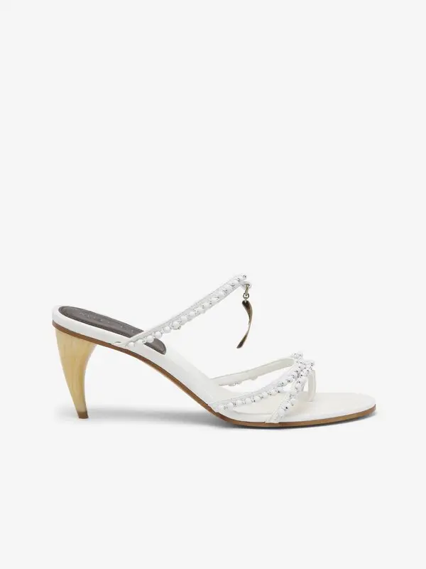 Alexander McQueen Rosa Leather Sandal - White