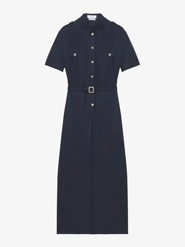 Alexander McQueen Wool Gabardine Uniform Midi Dress - Indigo