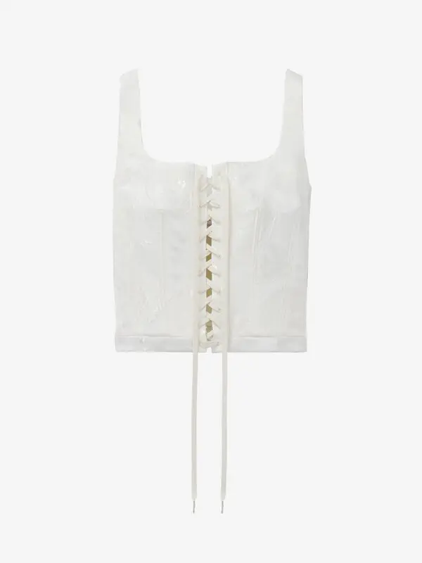 Alexander McQueen Fil Coupé Floral Corset Top - Ivory