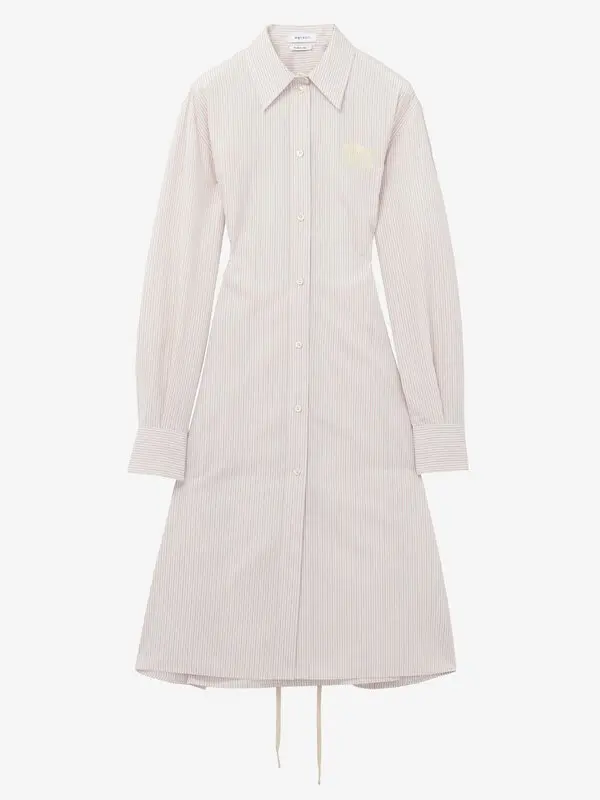 Alexander McQueen Pinstriped Shirt Dress - Ivory/pink