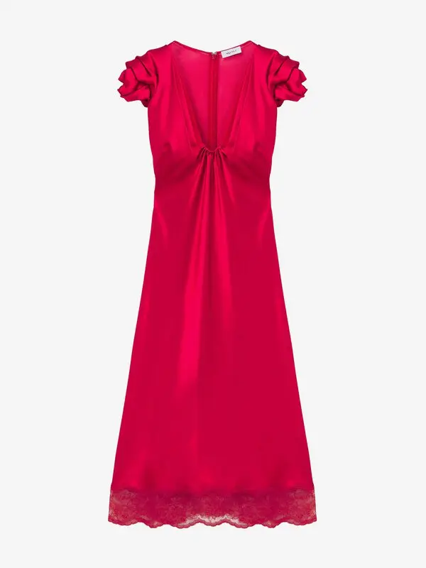 Alexander McQueen Gathered Sleeve Midi Dress
