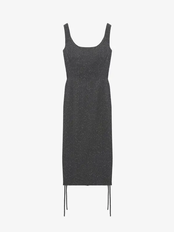 Alexander McQueen Corset Lace Flecked Pinstripe Pencil Dress - Grey