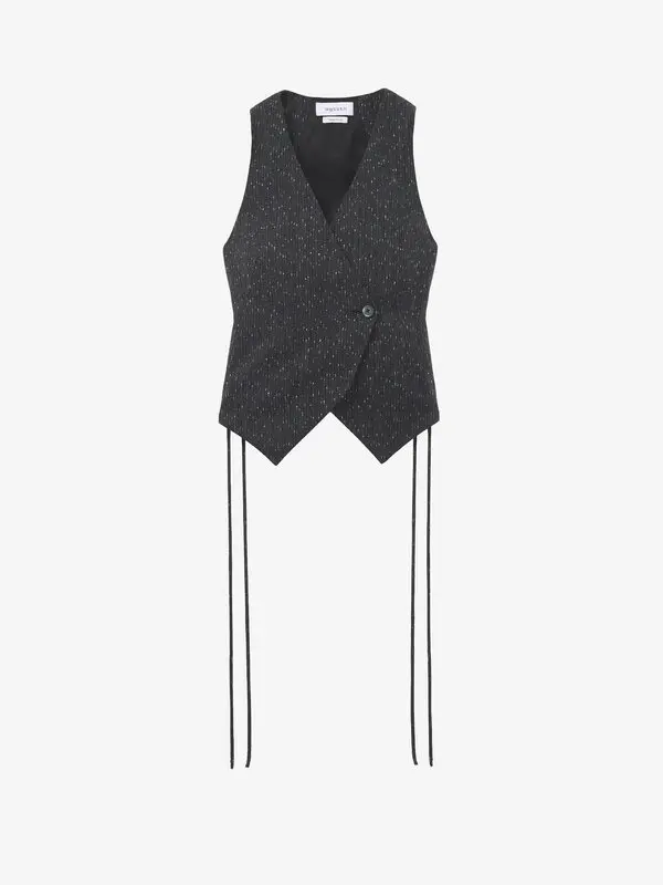 Alexander McQueen Flecked Pinstripe Corset Laced Waistcoat