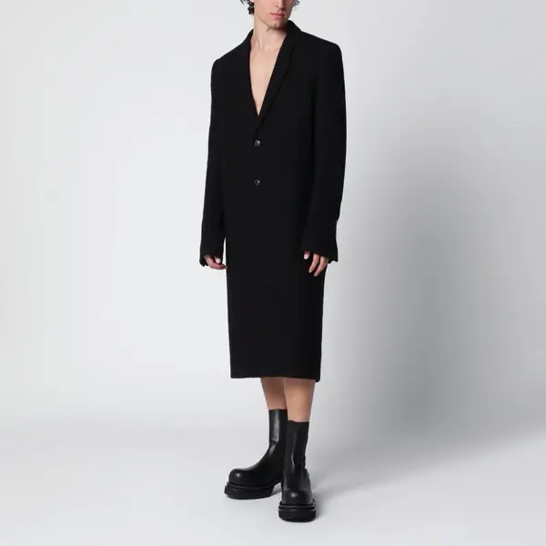 Rick Owens Single-breasted Wool Coat - Black